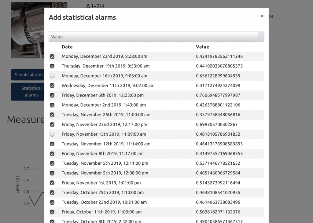 Statistical alarms in diagnostic maintenance program | Arpedon